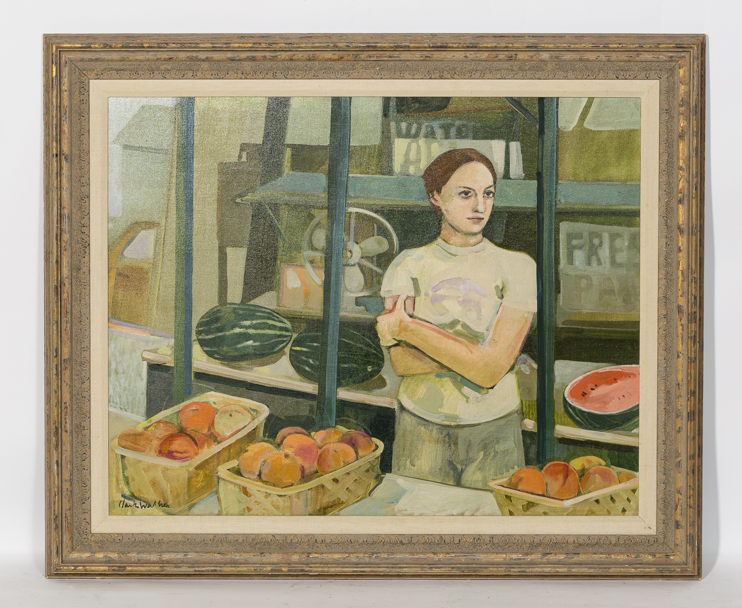 Clark Walker | Clark Walker, Portrait of a Woman at Fruit Stand | MutualArt