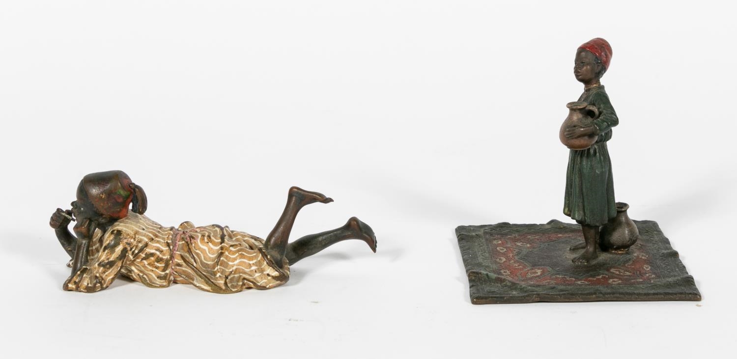 Franz Xaver Bergmann | 2 Cold Painted Bronzes Figures of Boys, Bergman ...