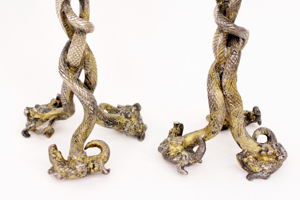 Continental School, 19th Century | Pair of Satyr & Serpent Form ...