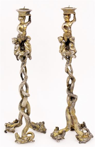 Continental School, 19th Century | Pair of Satyr & Serpent Form ...