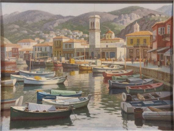 Edward Albert Hickling | a pair of Grecian harbour scenes (1913 ...