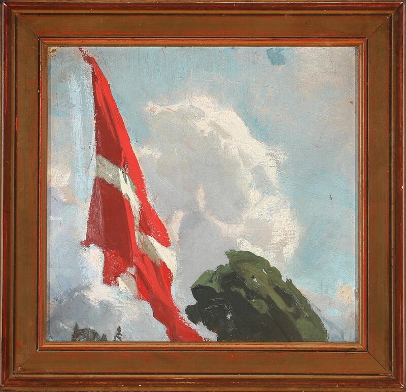 Erik Ludvig Henningsen | Study of the Danish flag Dannebrog swaying in ...