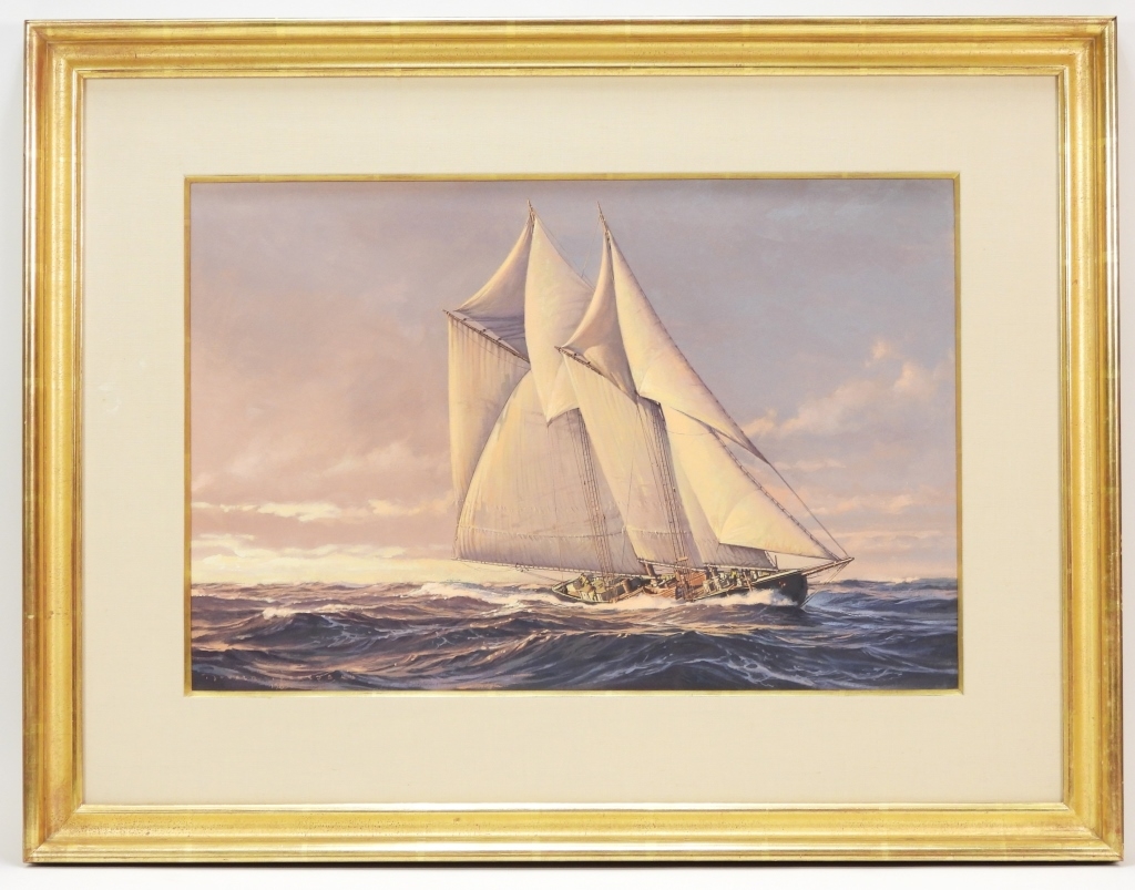 Donald Demers | Donald Demers Schooner Maritime Painting (1956) | MutualArt