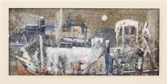 David Curtis Baker | David C. Baker Waterfront Landscape WC Painting ...