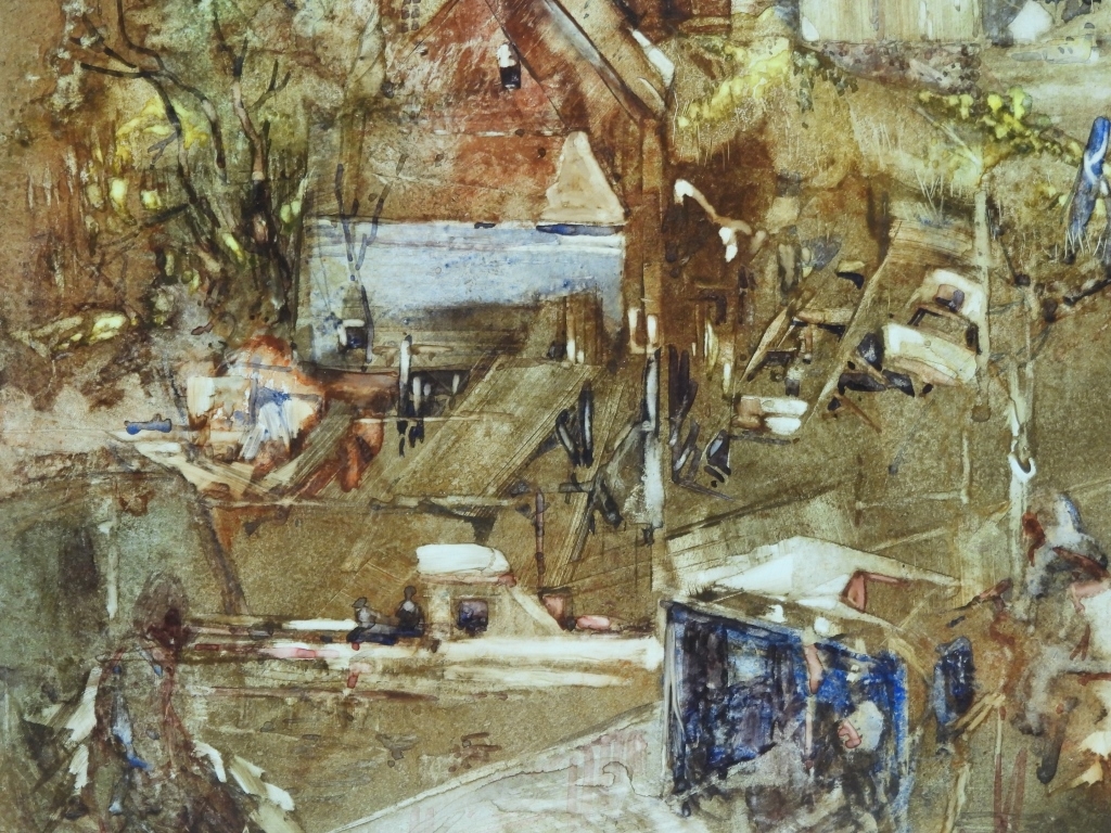 David Curtis Baker | David Curtis Baker Harbor Town WC Painting | MutualArt