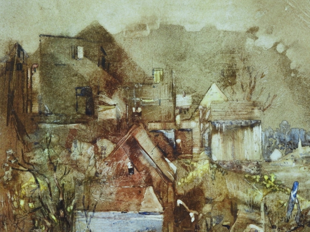 David Curtis Baker | David Curtis Baker Harbor Town WC Painting | MutualArt