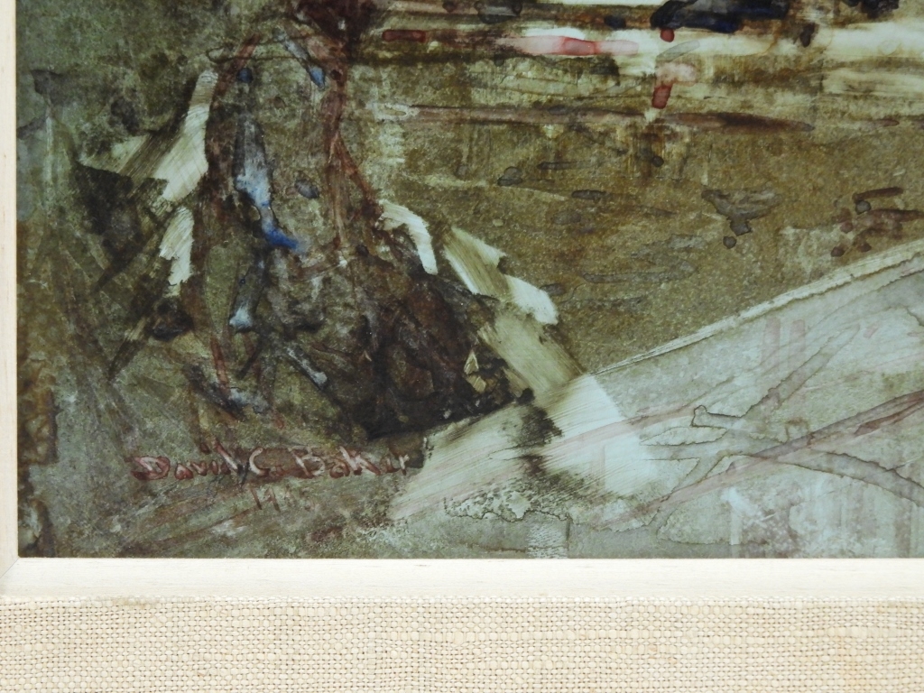 David Curtis Baker | David Curtis Baker Harbor Town WC Painting | MutualArt