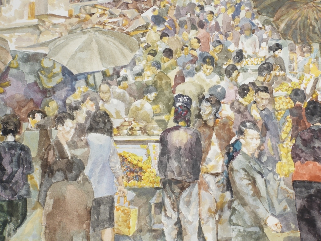 Herbert Lewis | Herbert Lewis Fink China Town WC Painting | MutualArt