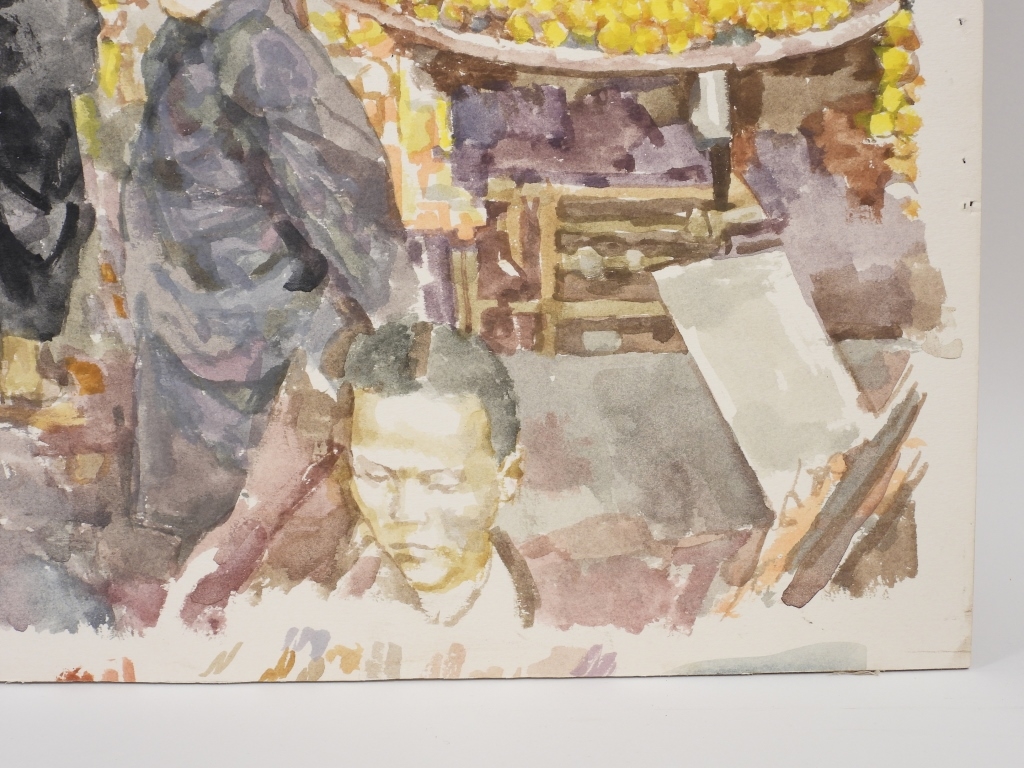 Herbert Lewis | Herbert Lewis Fink China Town WC Painting | MutualArt