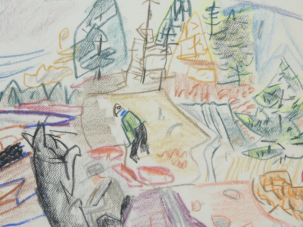 Arthur Thompson | Arthur Thompson Beach Oil Crayon Drawing | MutualArt
