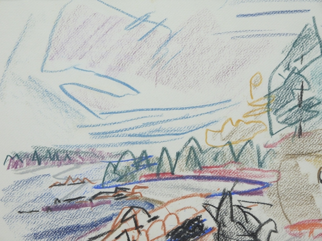 Arthur Thompson | Arthur Thompson Beach Oil Crayon Drawing | MutualArt