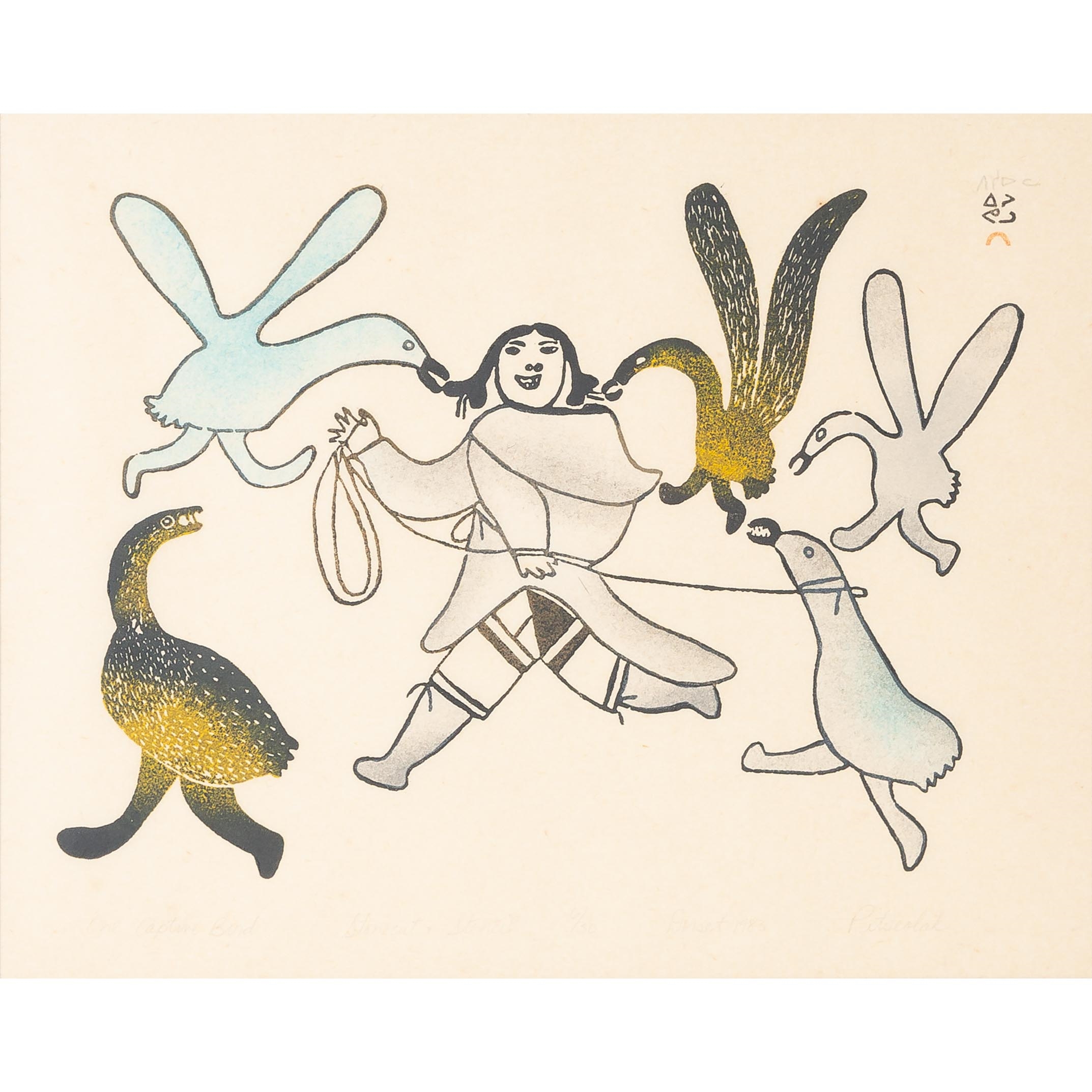 Pitseolak Ashoona | ONE CAPTIVE BIRD, 1983 (1983) | MutualArt