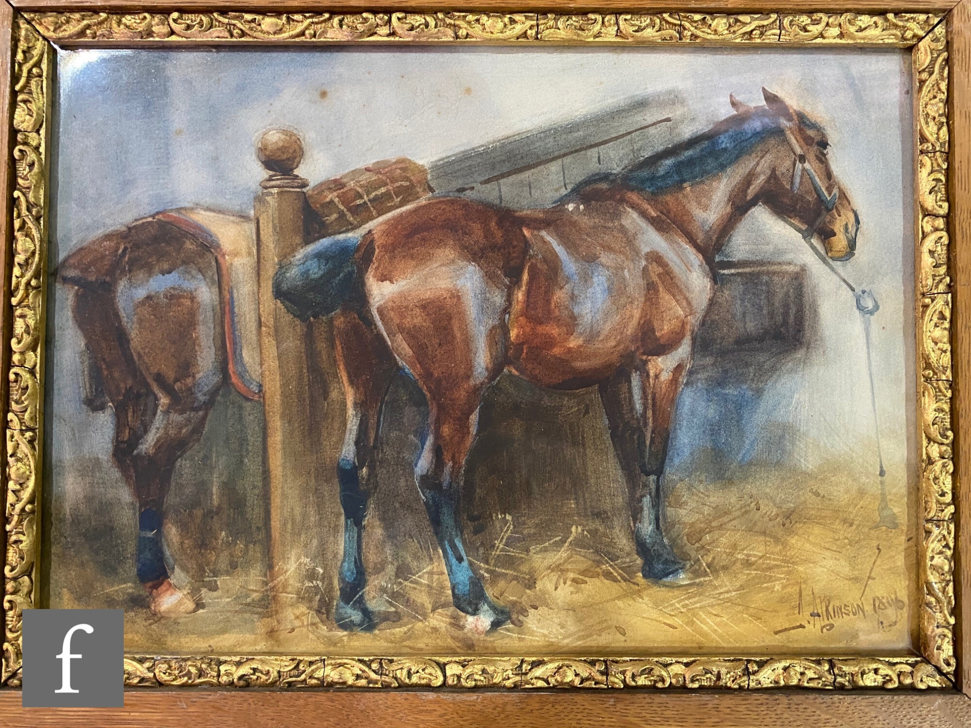 John Atkinson | Horses in a stable (1896) | MutualArt