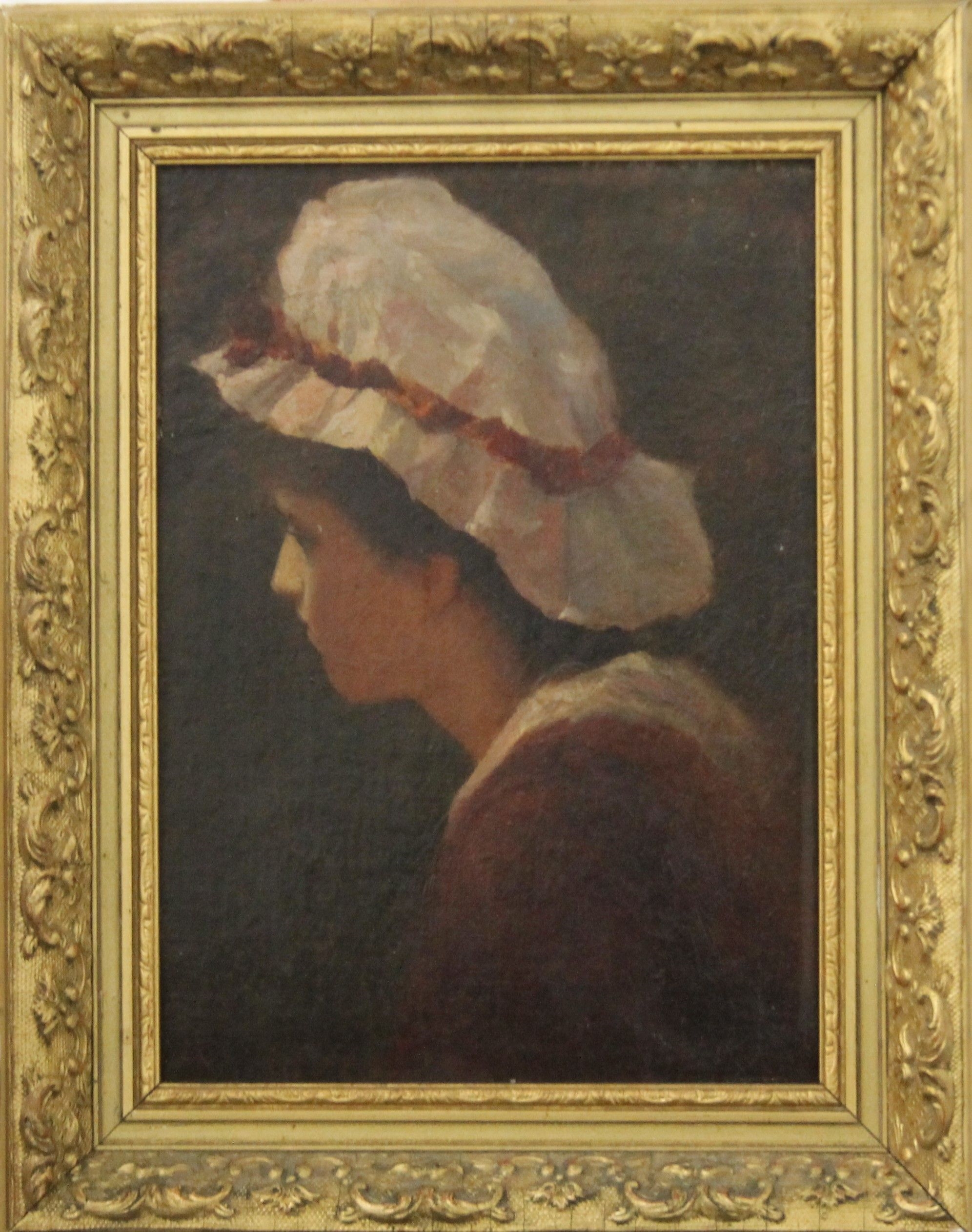 George Clausen | A Portrait of a Girl Wearing a Bonnet | MutualArt