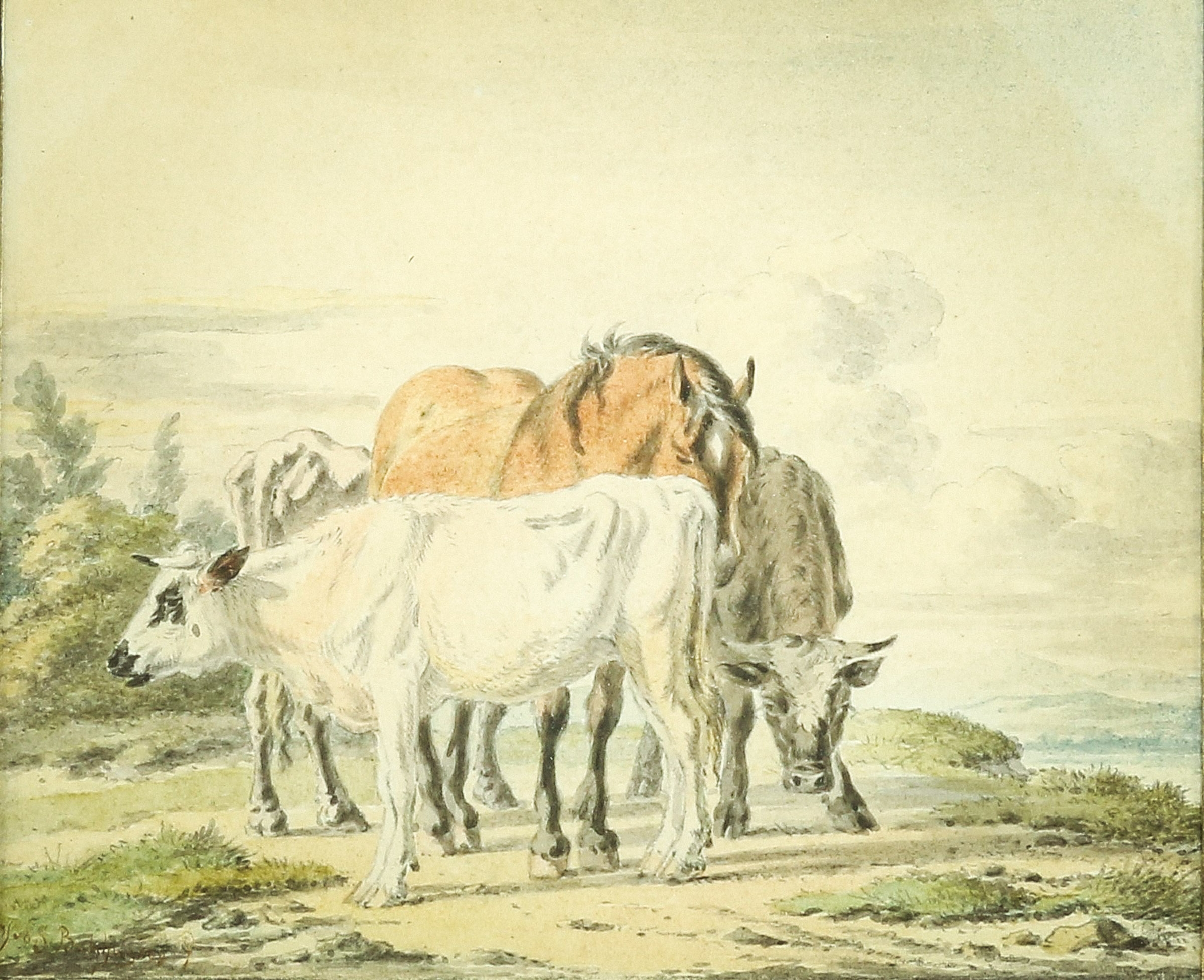 Julius Jacobus van de Sande Bakhuyzen | Cow and horse | MutualArt