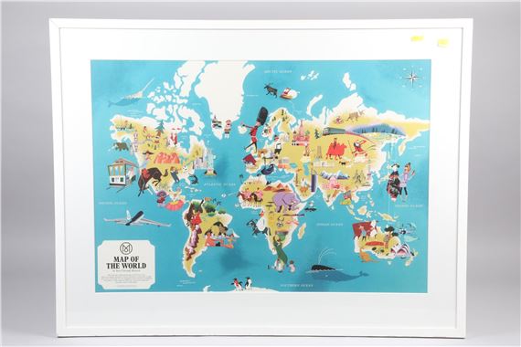 Satoshi Hashimoto | Map of the World together two other framed prints ...