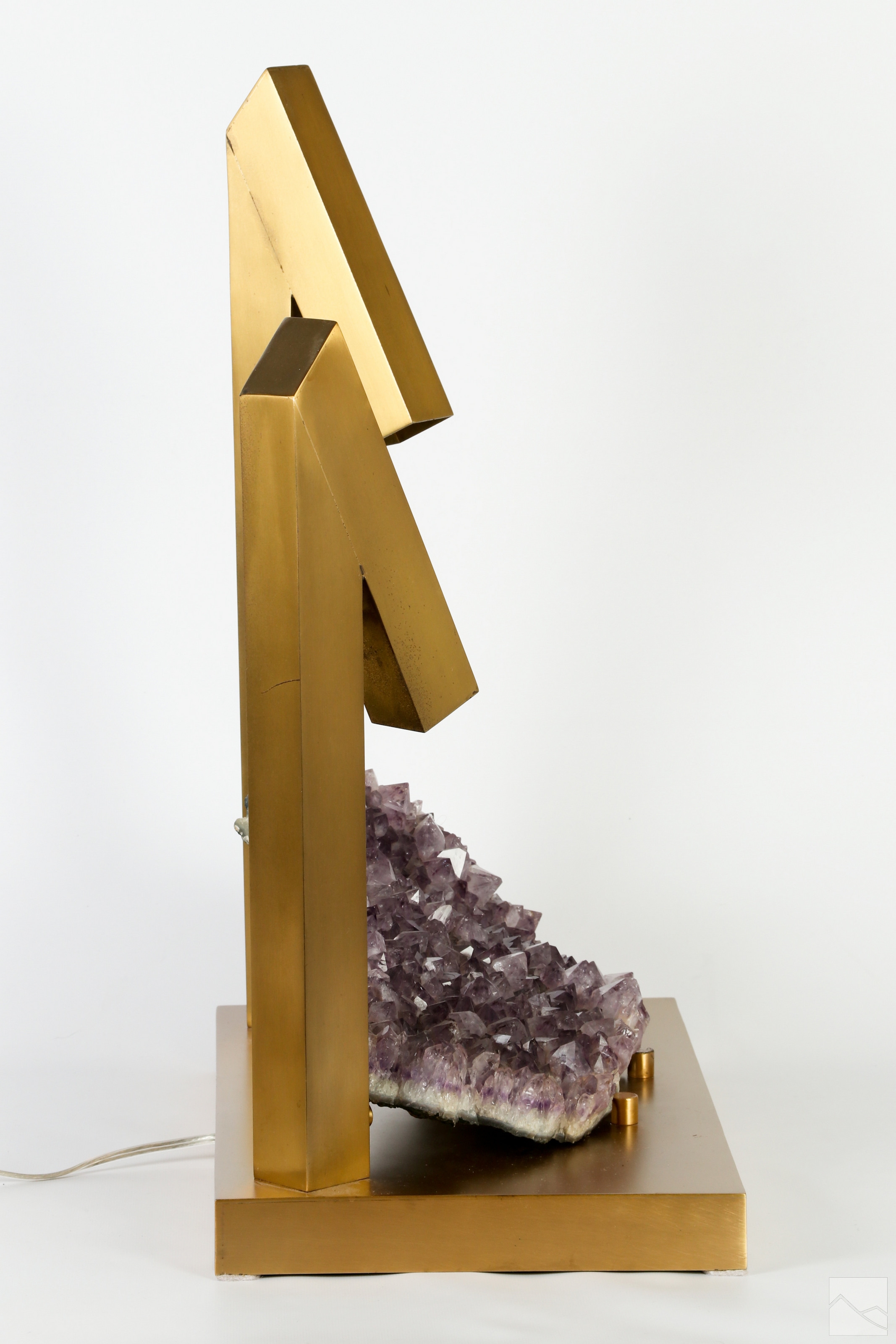 Willy Daro | Willy Daro 20C. Modern Belgian Amethyst Brass Lamp | MutualArt