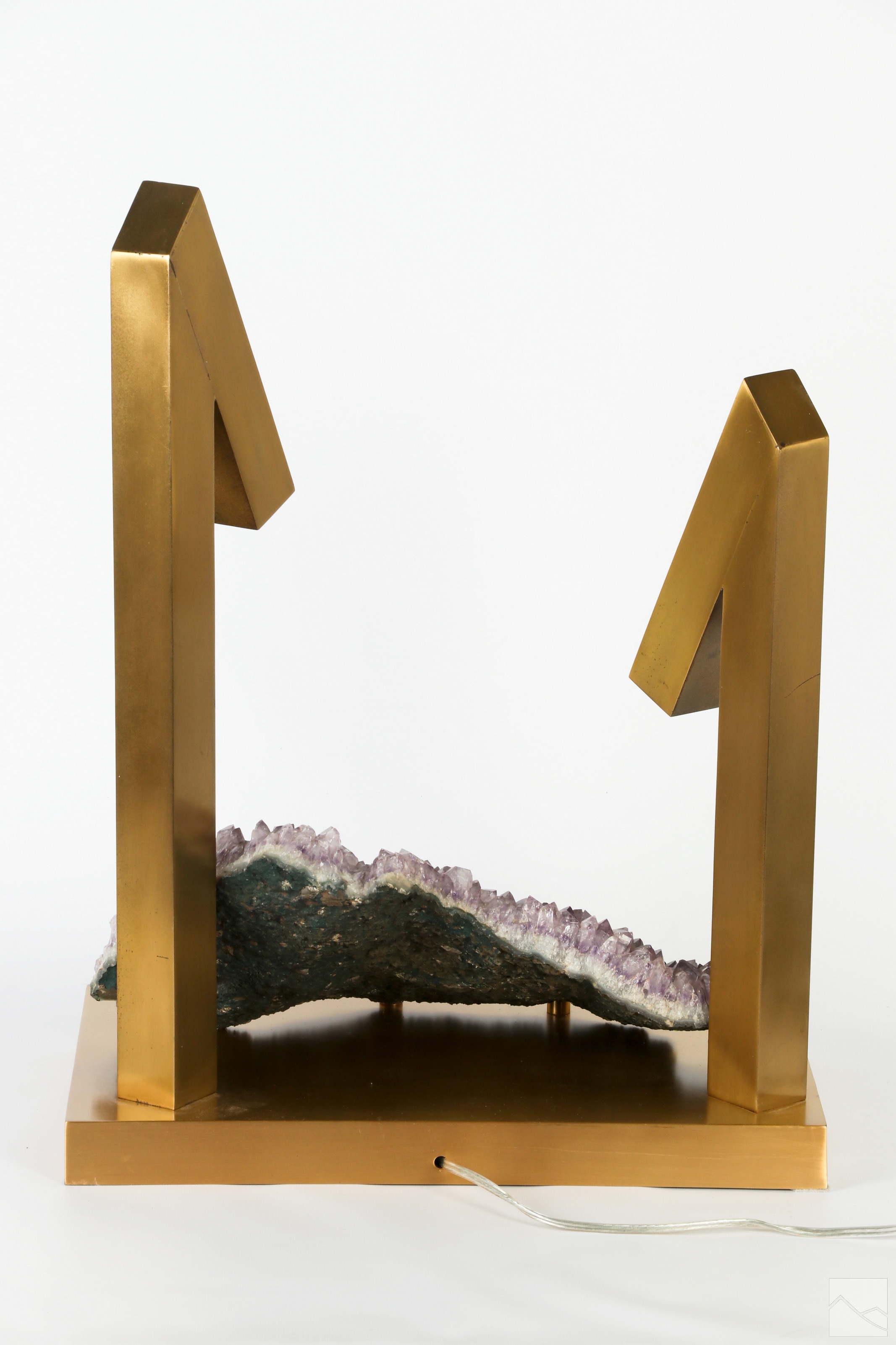 Willy Daro | Willy Daro 20C. Modern Belgian Amethyst Brass Lamp | MutualArt