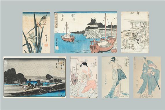 Katsushika Hokusai | A GROUP OF JAPANESE COLOR WOODBLOCK PRINTS | MutualArt