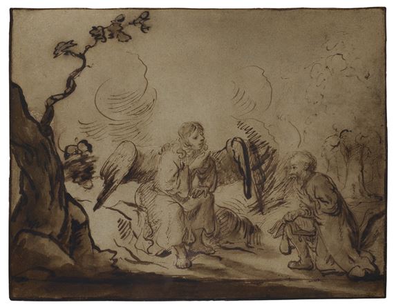 Nicolaes Maes | Elijah and the angel in the desert (1693) | MutualArt