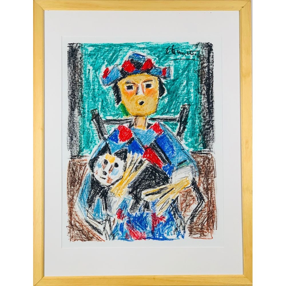 Roland Chanco | CHANCO Roland (1914 -2017)PastelLE CHATSigné en haut à ...