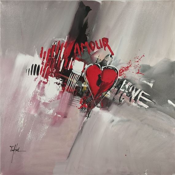 Loïc Tuhal | TUHAL Loïc ( 1962 - )Huile sur toileAMOURSignée en bas à ...