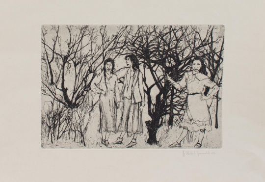 Herbert Grunwaldt | Drei Zigeunermädchen Original Radierung | MutualArt