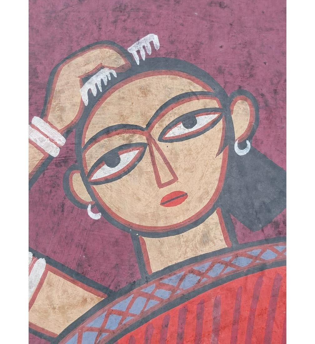 Jamini Roy | India-Jamini Roy 1887-1972 Tempera On Paper Painting ...