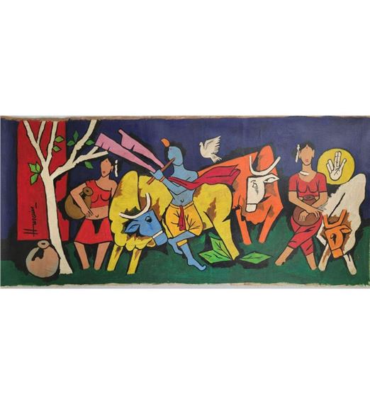 Maqbool Fida Husain | INDIA-MAQBOOL FIDA HUSAIN 1913-2011 Acrylic On ...