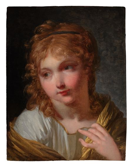 Jacques Antoine Vallin | Portrait of a girl wearing a yellow shawl and ...