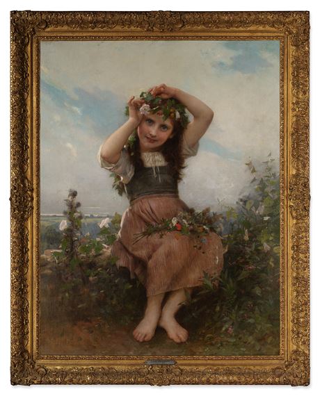 Léon Jean Bazile Perrault | A Crown of Wildflowers (1887) | MutualArt