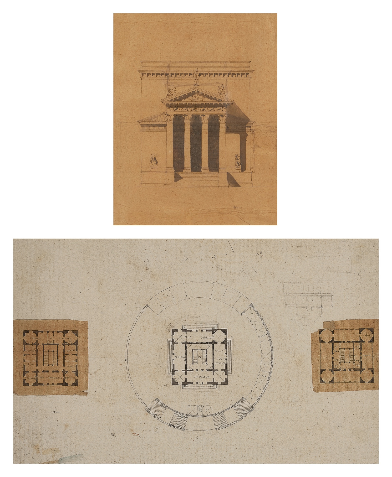 French School, 19th Century | Two designs for a portico | MutualArt
