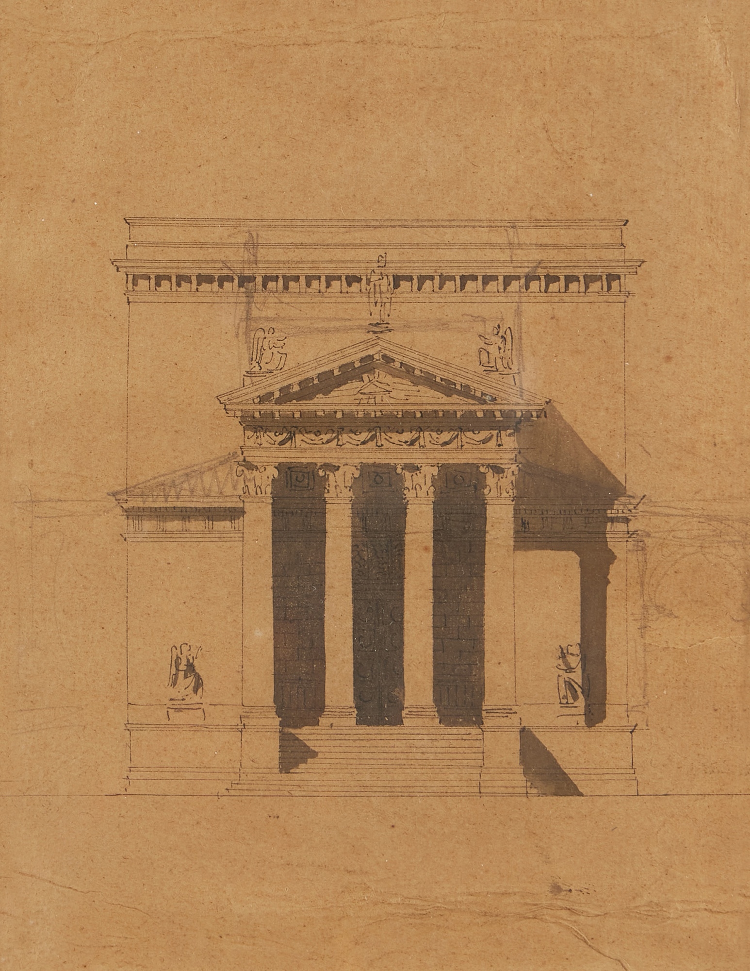 French School, 19th Century | Two designs for a portico (Circa 1800 ...