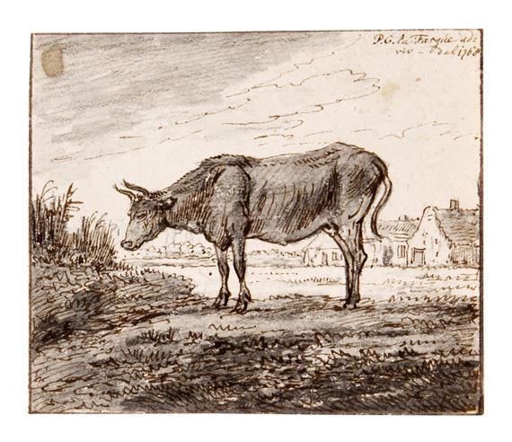 Paulus Constantijn la Fargue | Cow in a meadow (1768) | MutualArt