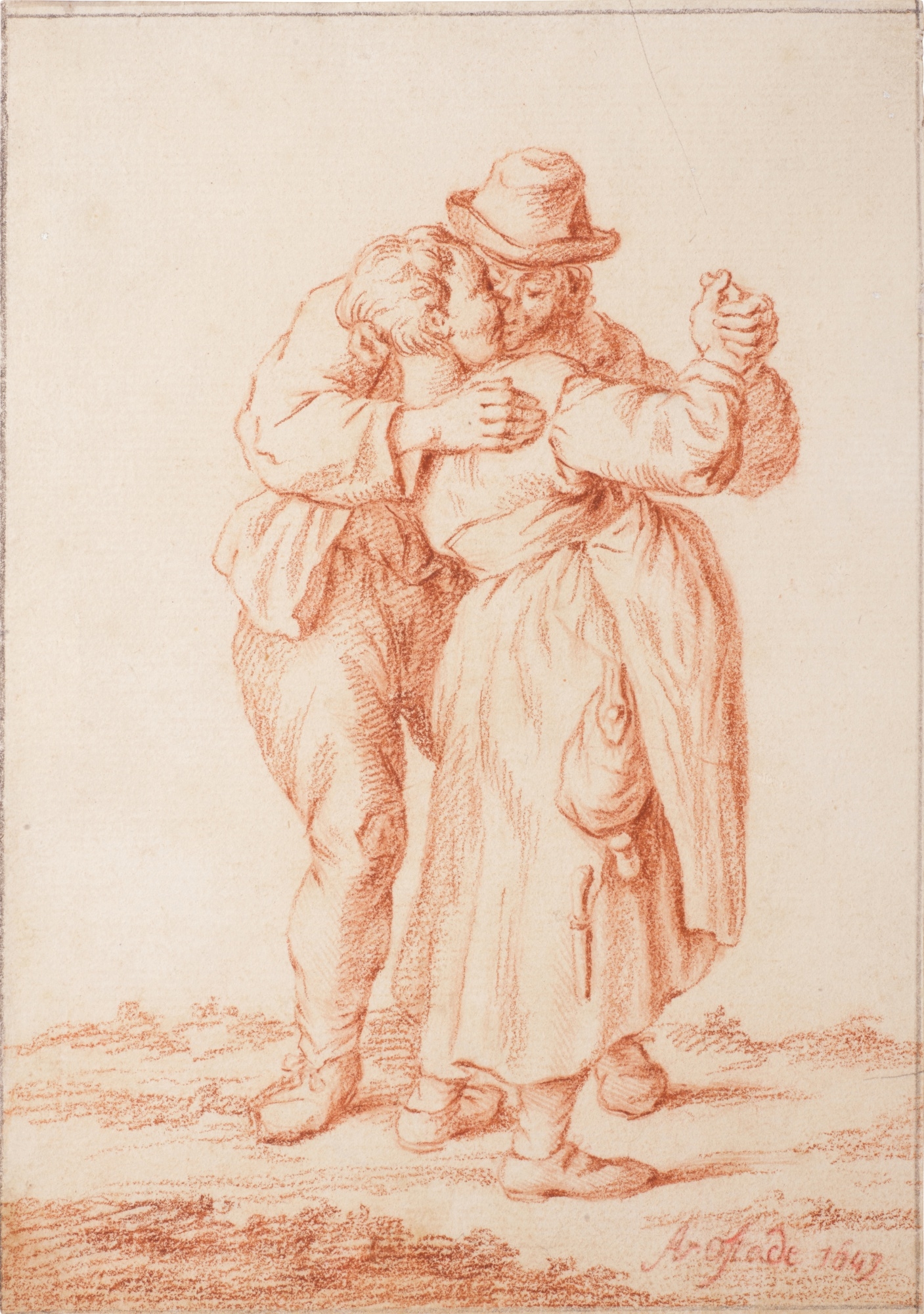 Dutch School, 18th Century | Two drawings of dancing peasant couples (1647) | MutualArt