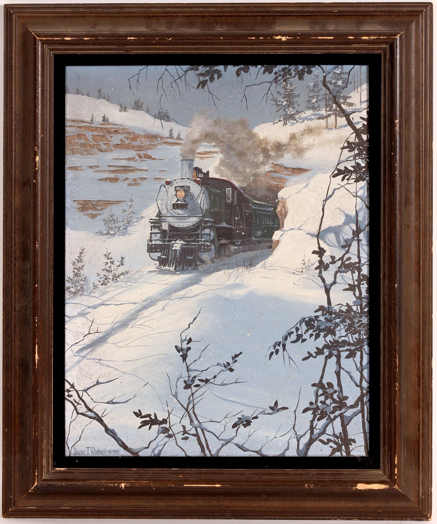 Dianne T. Rodwell | Steam Locomotive in Snow by Dianne Rodwell (1981 ...