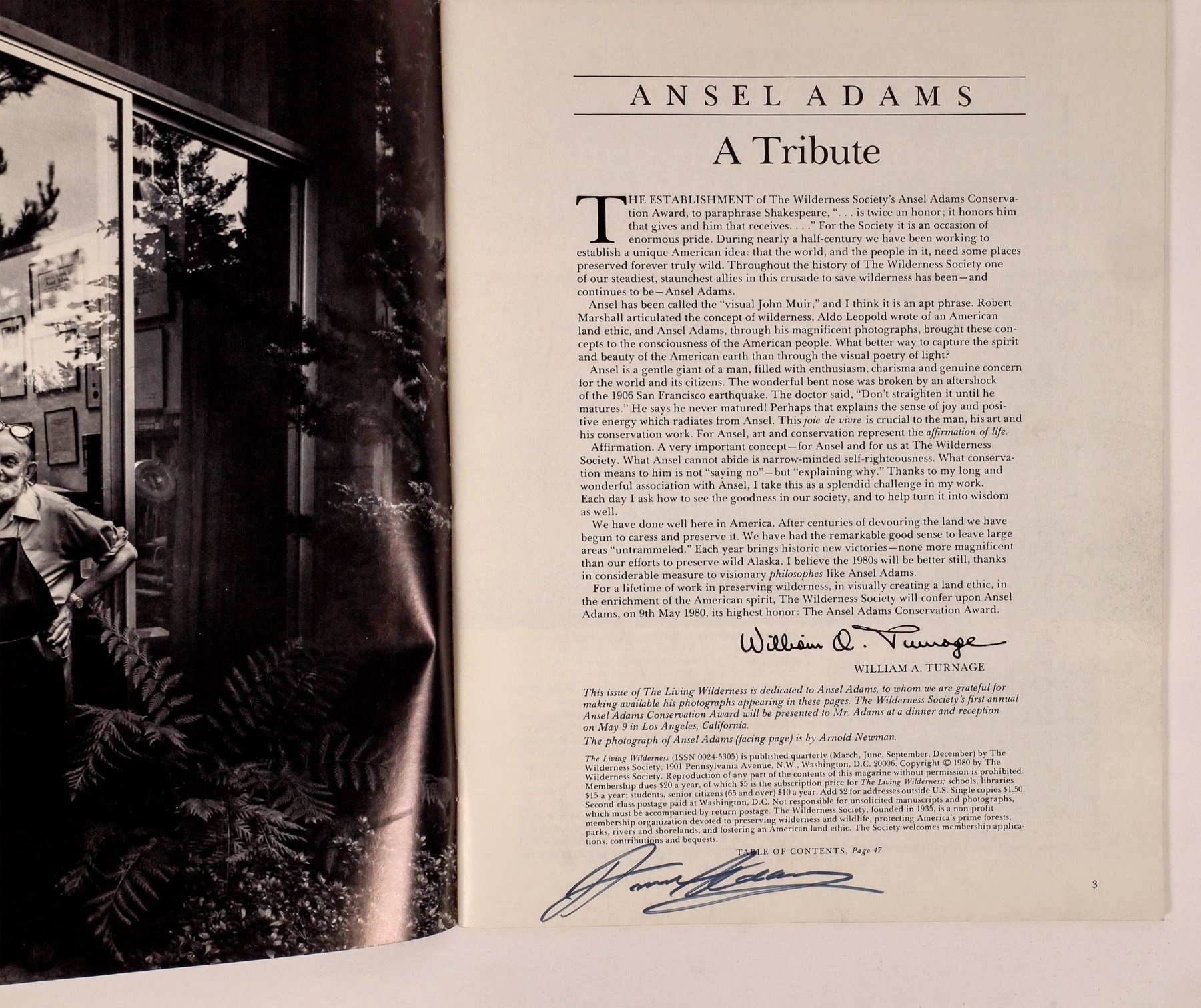 Ansel Adams | Ansel Adams Signed Magazine (1980) | MutualArt