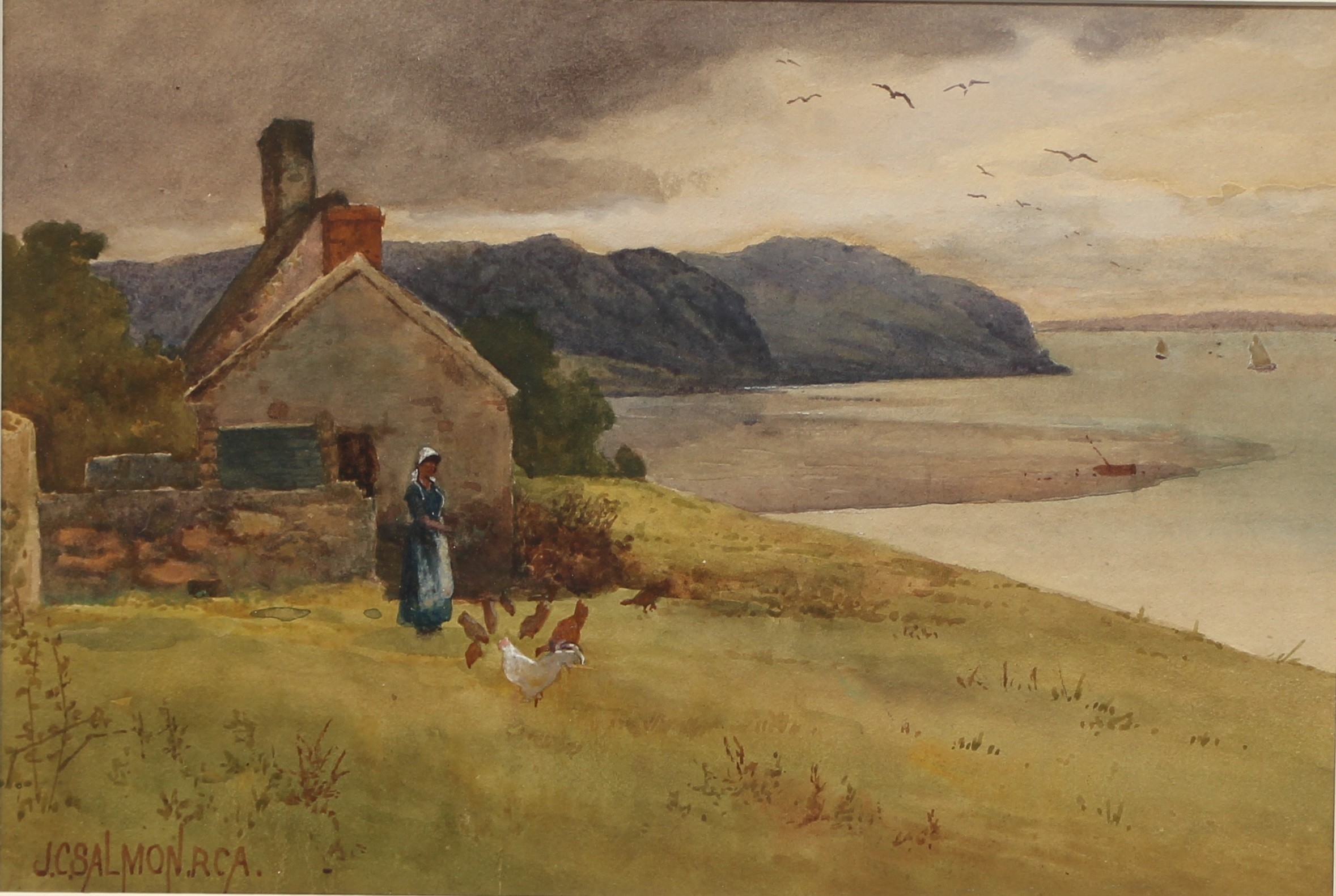 John Cuthbert Salmon | Feeding the Chickens | MutualArt
