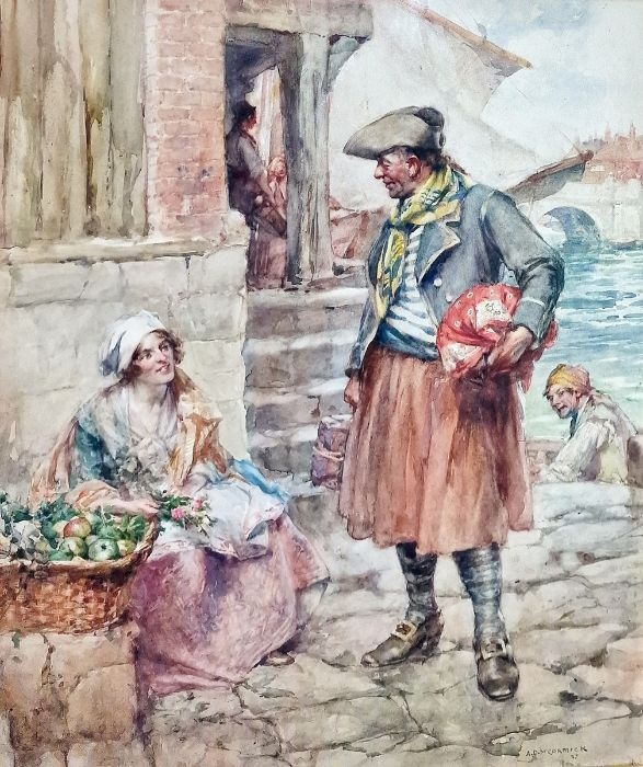 Arthur David McCormick | Continental quayside scene with sailor wearing ...