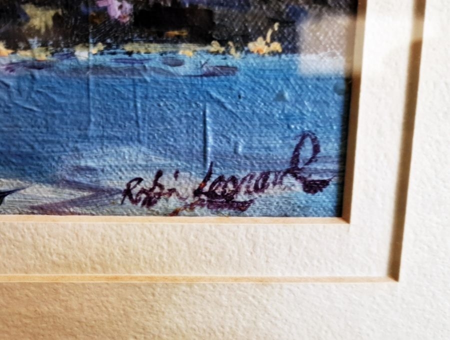 Robin Leonard | Untitled coastal landscape with sail boats and coastal ...