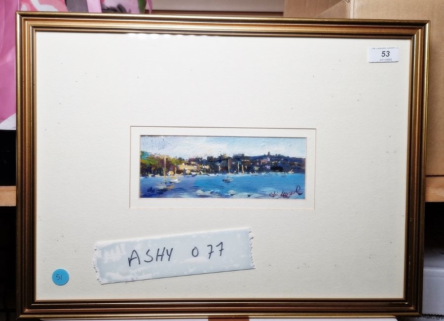 Robin Leonard | Untitled coastal landscape with sail boats and coastal ...