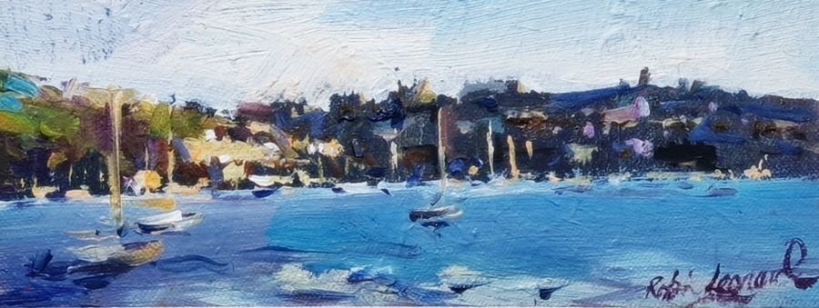 Robin Leonard | Untitled coastal landscape with sail boats and coastal ...