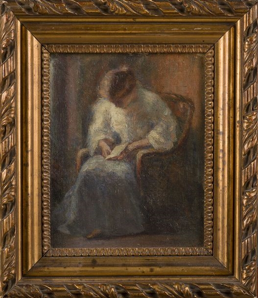 Emile Brunet | The reader Presumed portrait of the painter's wife. Oil ...