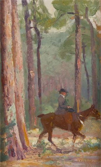 Daniel Tardieu | Rider in the Landes forest Oil on panel. Circa 1900 ...