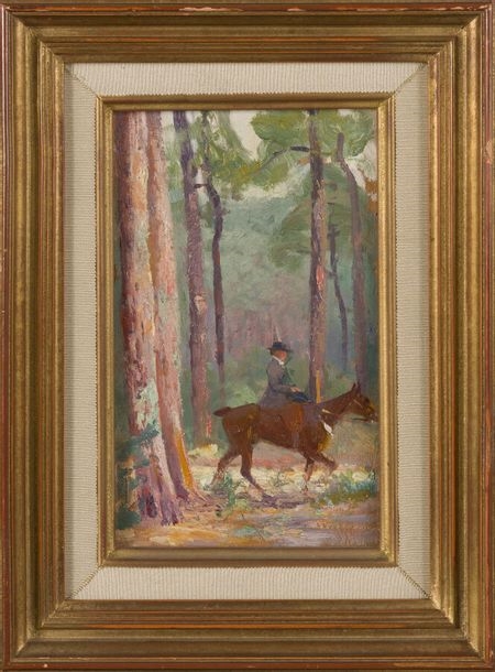 Daniel Tardieu | Rider in the Landes forest Oil on panel. Circa 1900 ...