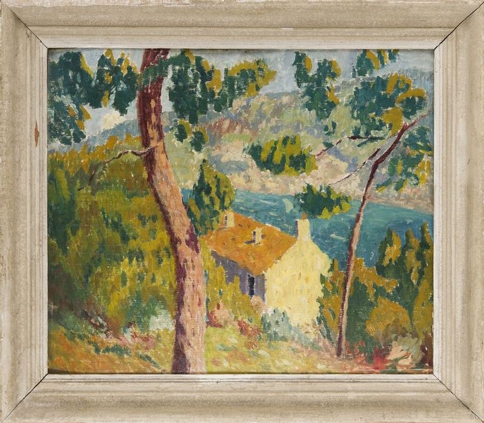 Joseph Louis Lepine | House above the Mediterranean Oil on cardboard ...