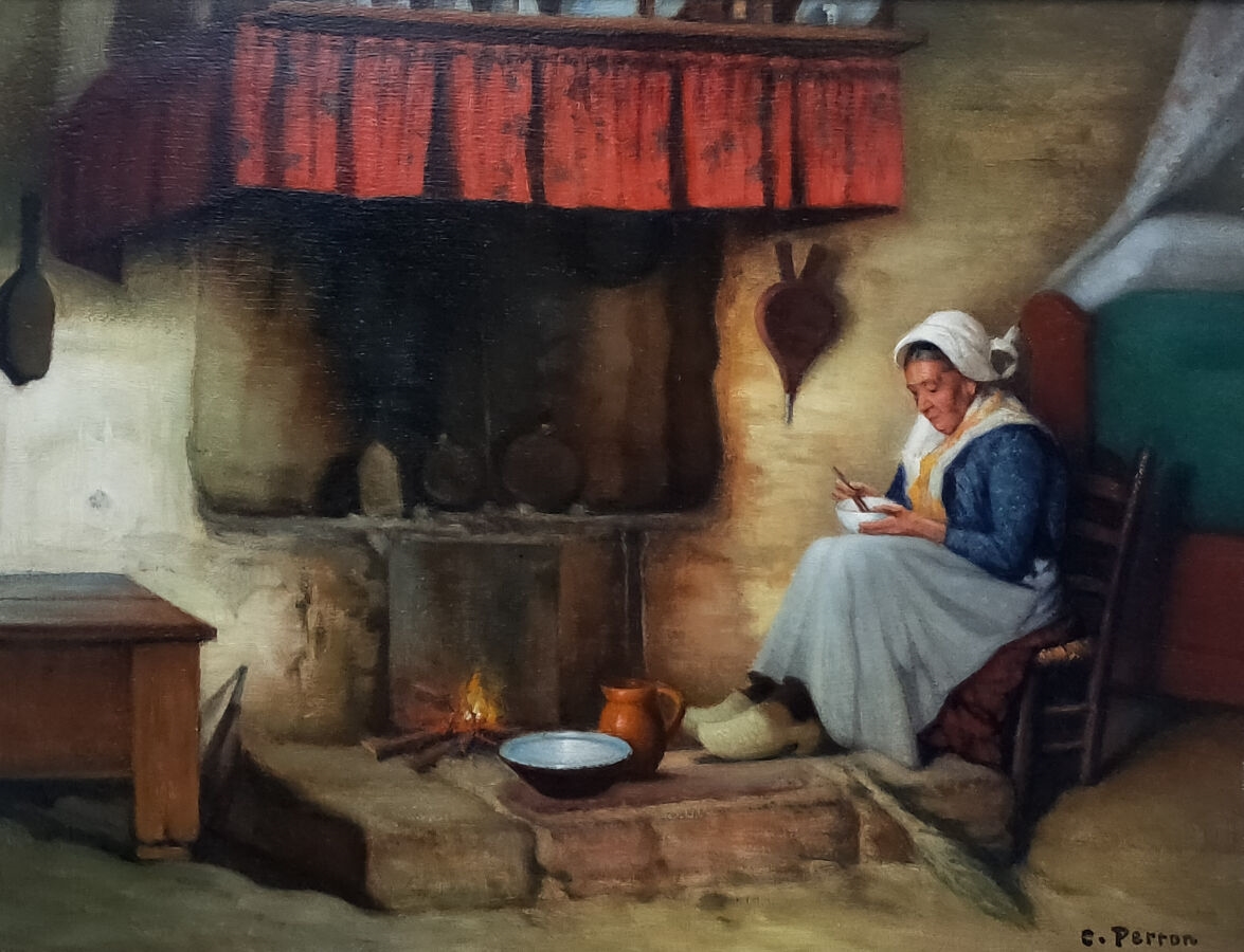 Charles Perron | Femme assise au foyer | MutualArt