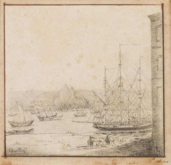 George Sand | View of the Port of Bordeaux Plumb line drawing | MutualArt