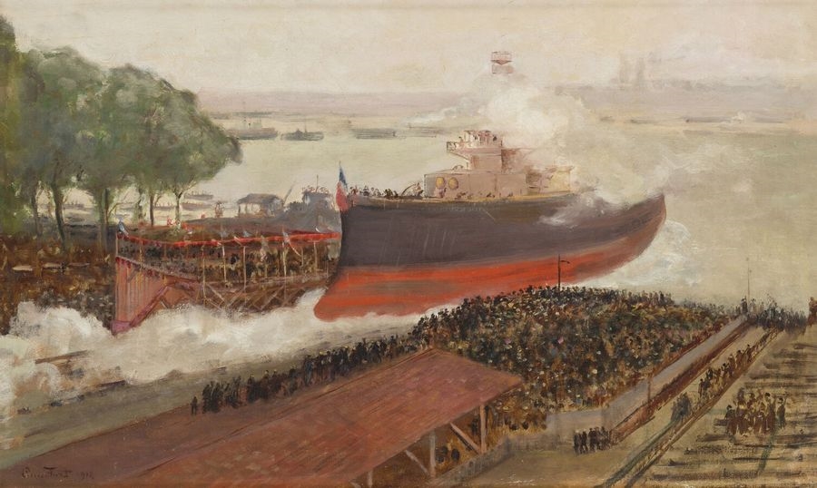 Pierre Léonce Furt | Launching of the battleship La Vérité (1914 ...