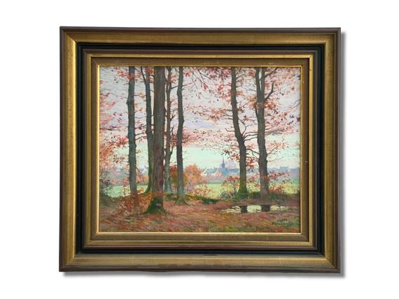 Charles Perron | Sous bois dans la lumière près du village | MutualArt